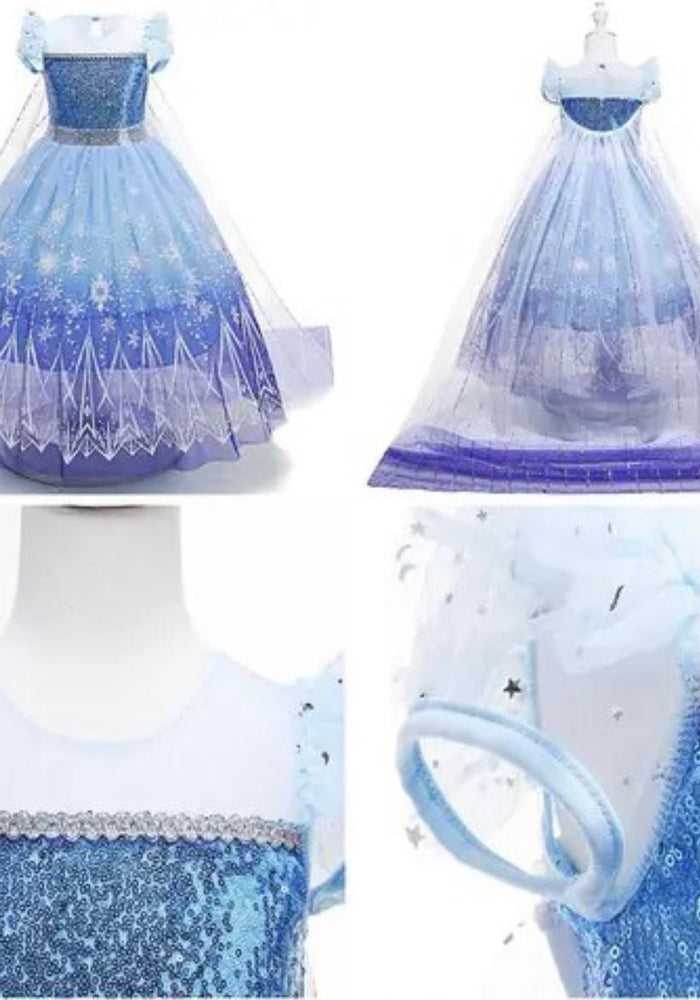 Snowflake Princess Birthday Party Dress Costume with cape – Fox Baby & Co